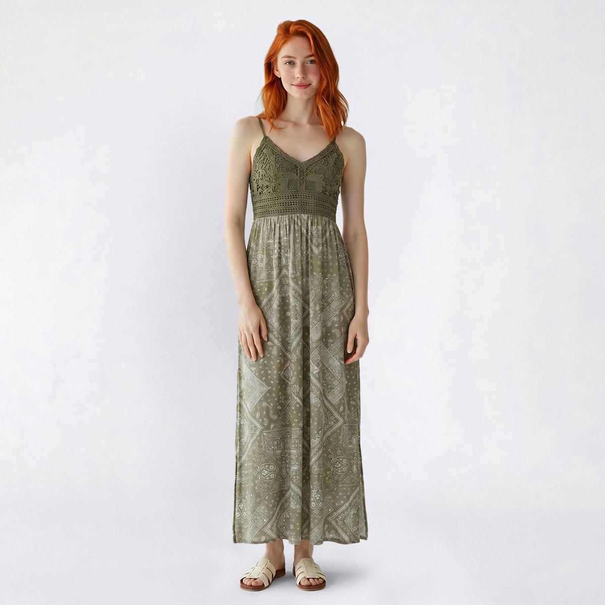 Click here for Juniors Derek Heart Crochet Lace Maxi Dress - Gree... prices
